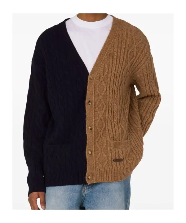 Moschino Cable-knit Two-tone Cardigan - Brown