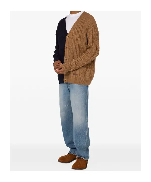 Moschino Cable-knit Two-tone Cardigan - Brown