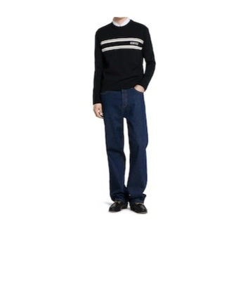 Gucci Black And White Stripe Intarsia Knit Sweater
