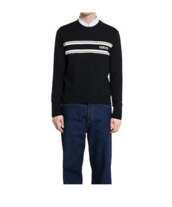 Gucci Black And White Stripe Intarsia Knit Sweater