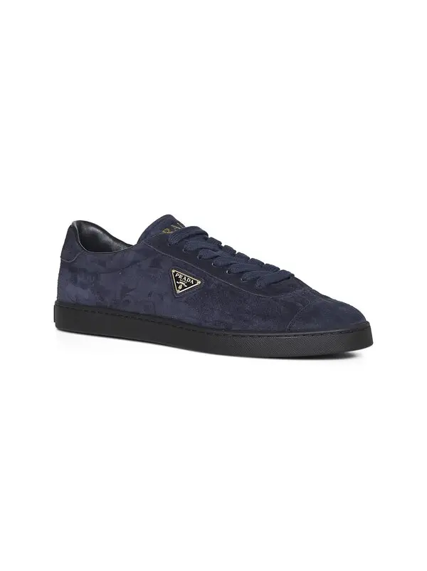 Prada Triangle Logo Lace-up Sneakers - Blue