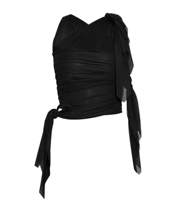 DIESEL® Sleeveless Top With Shoulder Knots And Pleated Details