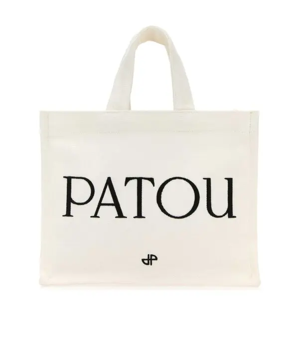 PATOU Logo Printed Small Top Handle Bag - White