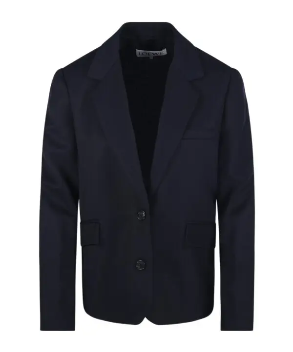 Loewe Single-breasted Tailored Jacket With Notched Lapels And Vented Cuffs - Navy Blue