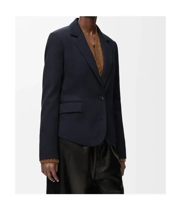 Loewe Single-breasted Tailored Jacket With Notched Lapels And Vented Cuffs - Navy Blue