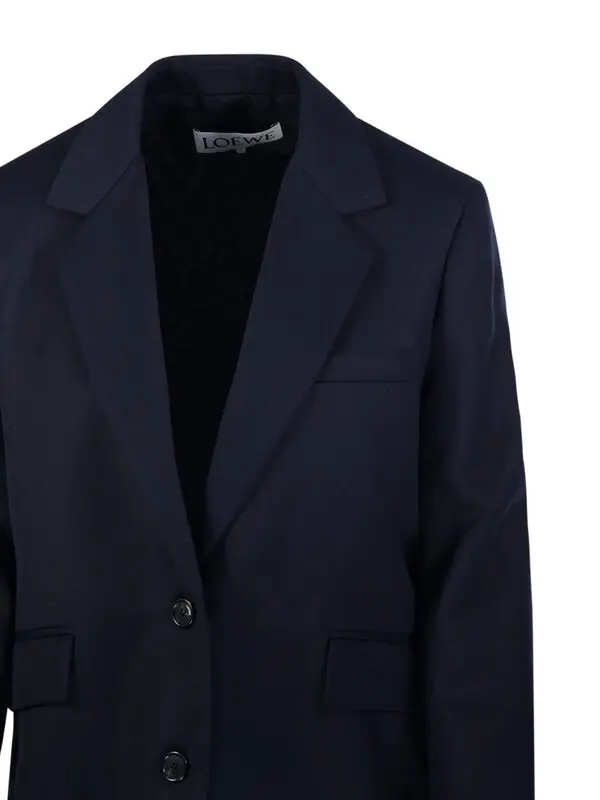 Loewe Single-breasted Tailored Jacket With Notched Lapels And Vented Cuffs - Navy Blue