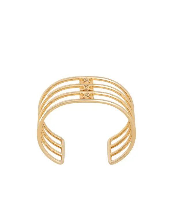 Celine Triomphe Cage Cuff In Brass With Gold Finish - Yellow