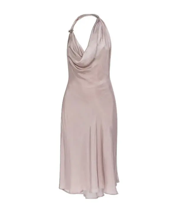 DIESEL® D-estiny Midi Dress With Hanging Neck And Pleat Details