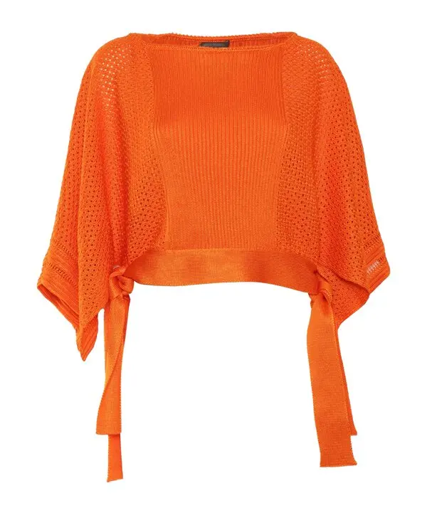 Alberta Ferretti Mesh Sweater With Tie Detail