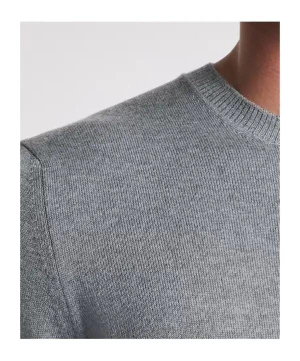 FAY Round Neck Wool Knitwear With Logo Detail - Grey
