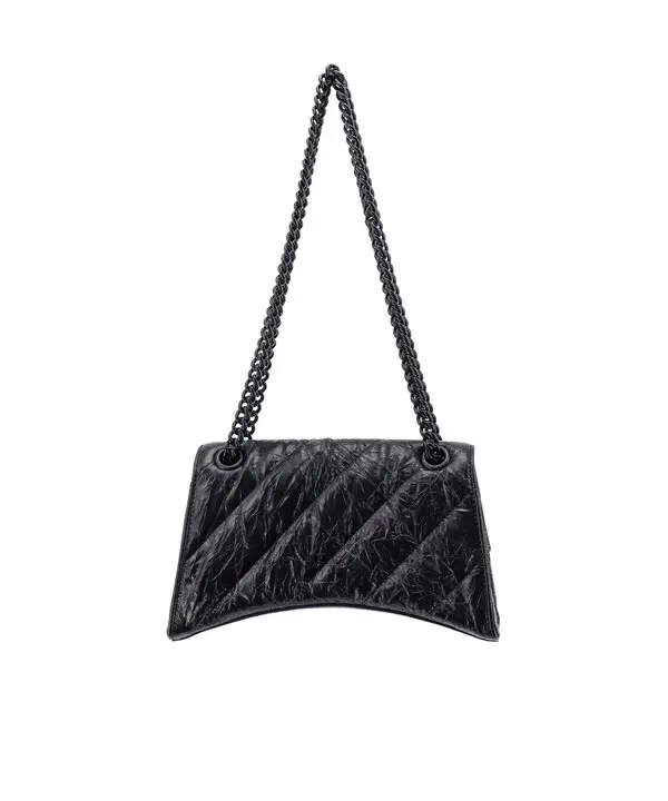 Balenciaga Crush Monogrammed Shoulder Bag - Black