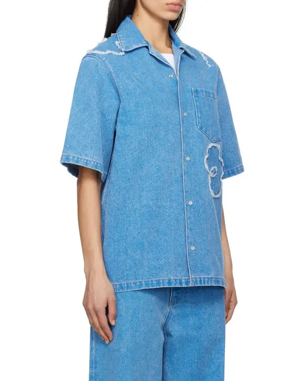 Marni Logo Embroidered Denim Shirt