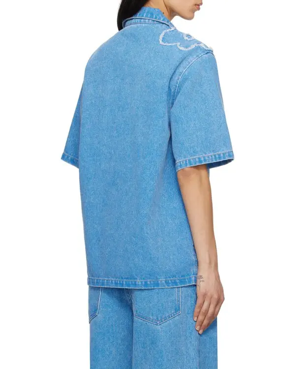 Marni Logo Embroidered Denim Shirt