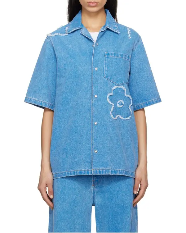 Marni Logo Embroidered Denim Shirt