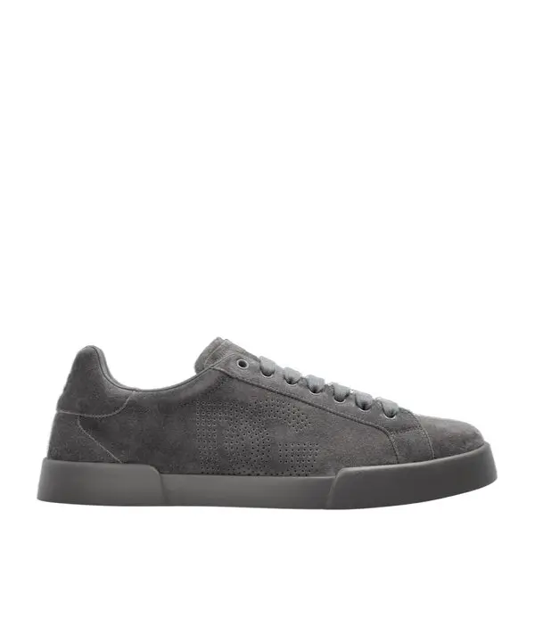 Dolce & Gabbana Portofino Logo Perforated Sneakers - Black