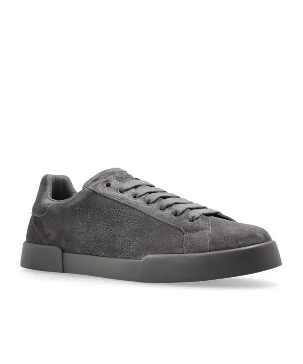 Dolce & Gabbana Portofino Logo Perforated Sneakers - Black