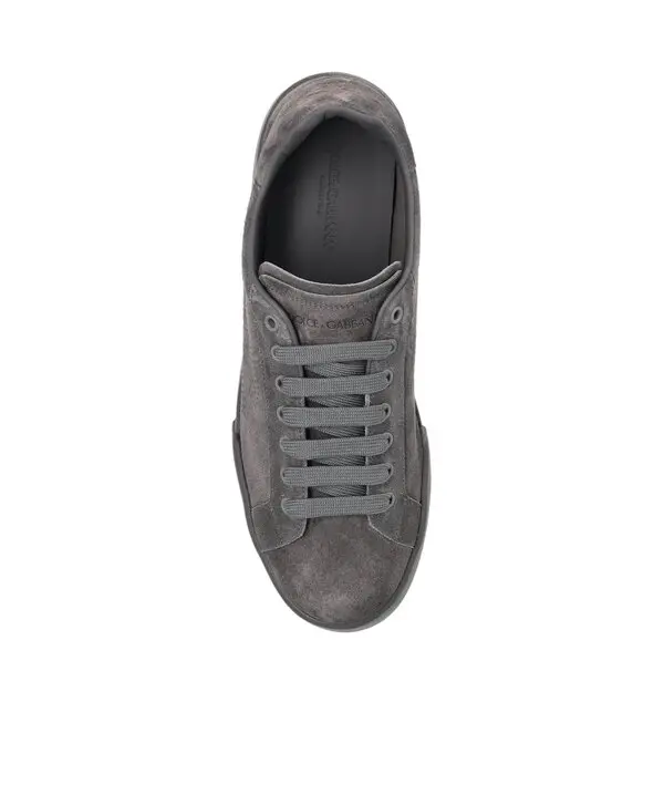 Dolce & Gabbana Portofino Logo Perforated Sneakers - Black