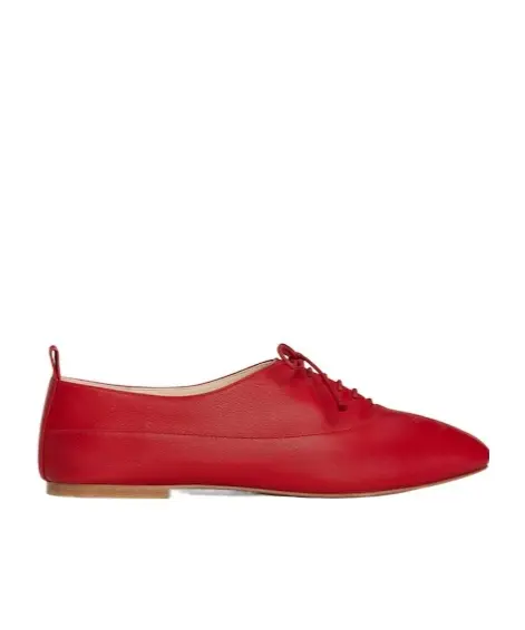 Celine Perforated Triomphe Richelieu In Lambskin - Red