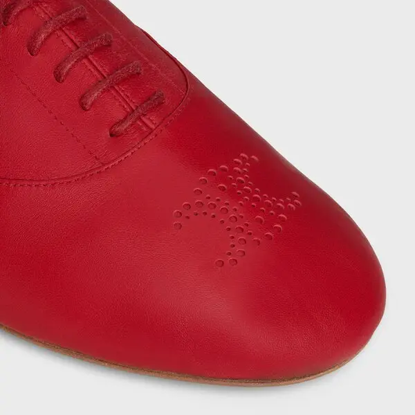 Celine Perforated Triomphe Richelieu In Lambskin - Red