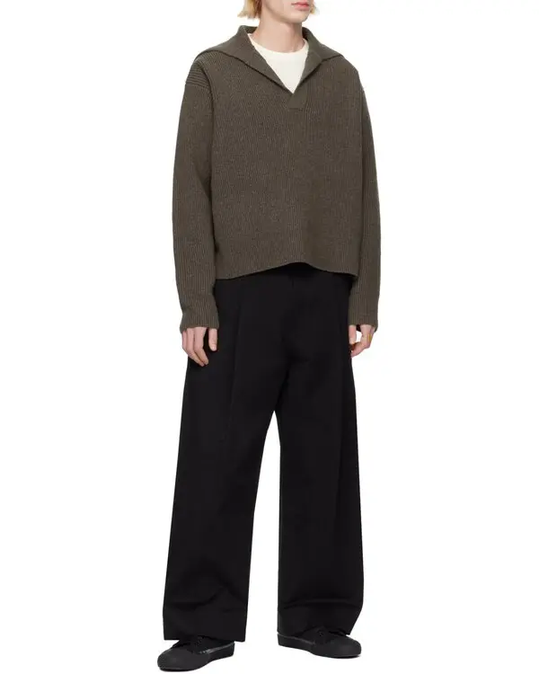 Studio Nicholson Sorte High-waisted Wide-leg Trousers - Black