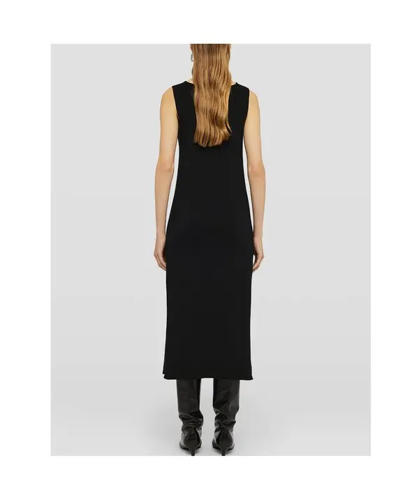 JIL SANDER V-neck Buttoned Ribbed Midi Dress