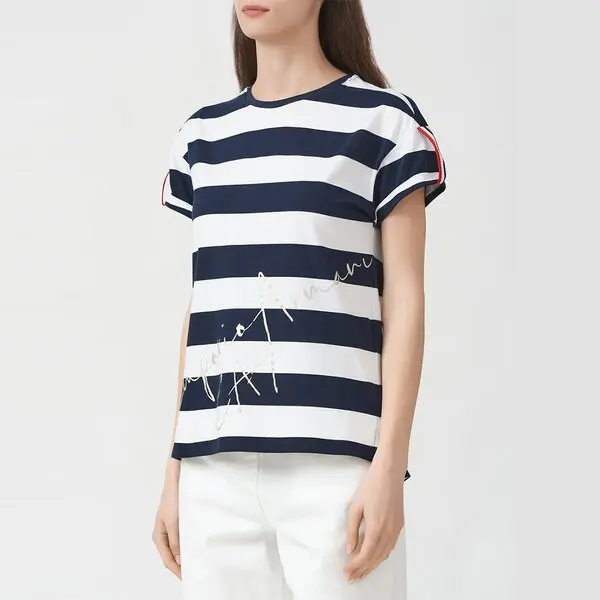 EA7 Striped T-shirt With Logo Detail