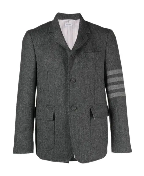 Thom Browne Stripe-detailed Single-breasted Tailored Blazer - Grey