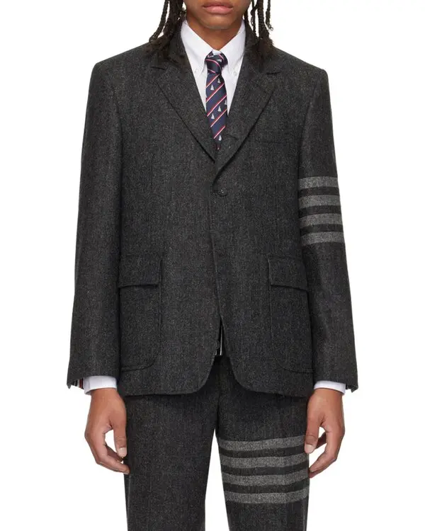 Thom Browne Stripe-detailed Single-breasted Tailored Blazer - Grey