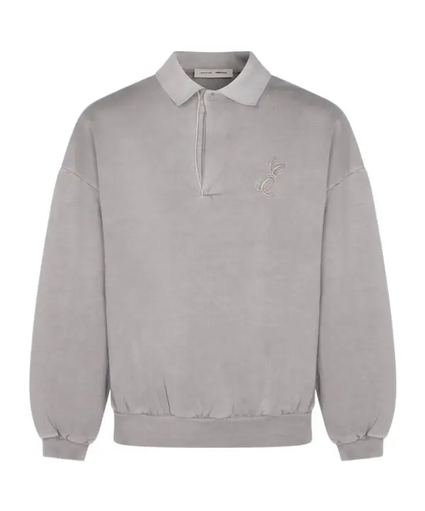 Fear Of God Logo Embroidered Classic Polo Sweatshirt - Gray
