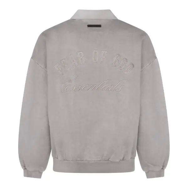 Fear Of God Logo Embroidered Classic Polo Sweatshirt - Gray