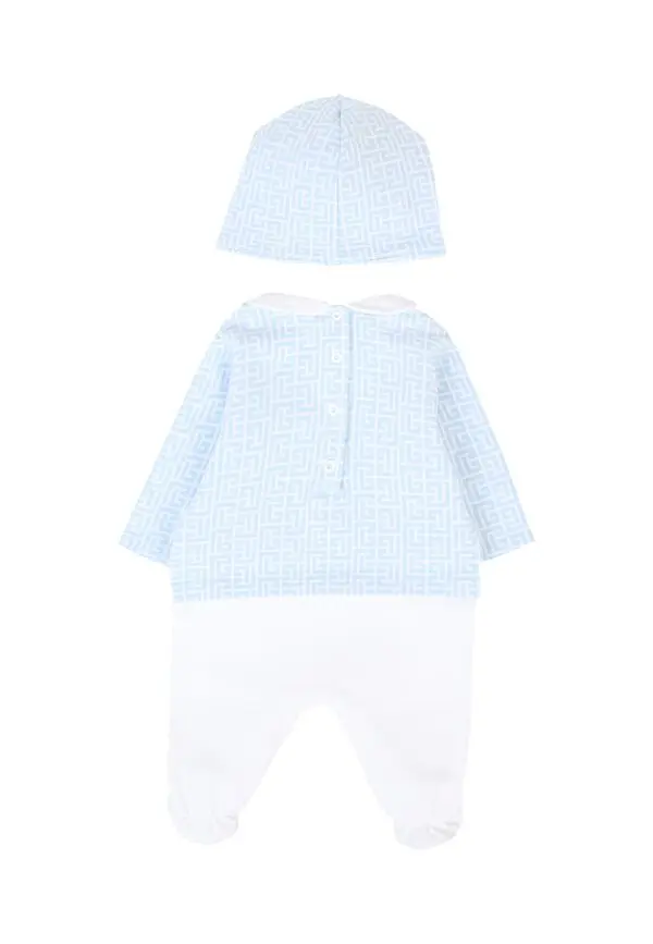 Balmain Geometric Patterned Babygrow With Hood
