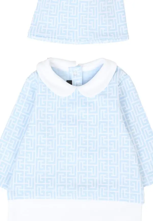 Balmain Geometric Patterned Babygrow With Hood
