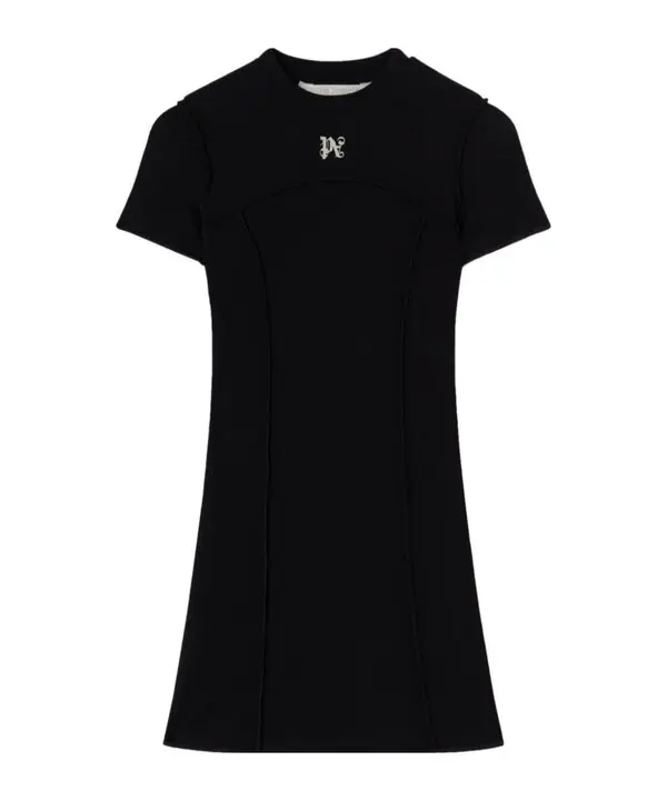 Palm Angels Monogram Embroidered Open Back Mini Dress