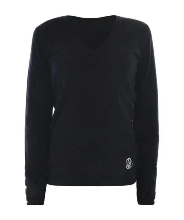Emporio Armani V-neck Sweater With Button Detailing - Black