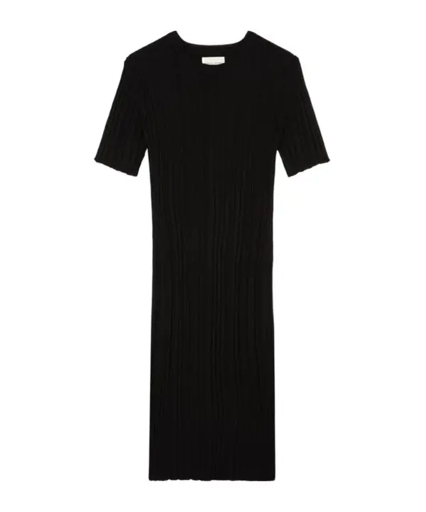 LOULOU STUDIO Round Neck Ribbed Dress - Black