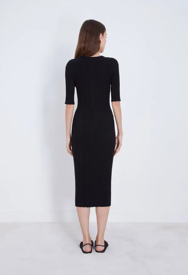 LOULOU STUDIO Round Neck Ribbed Dress - Black