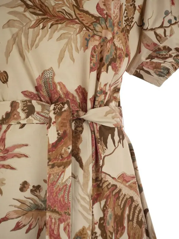 Max Mara Belted Printed Midi Dress