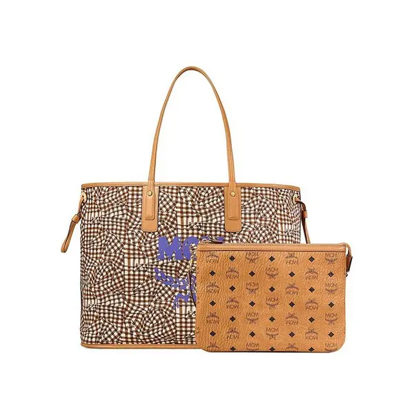 Mcm Large Liz Monogram-print Tote Bag - Brown