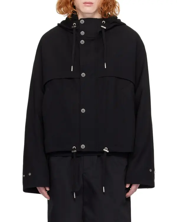 Ami Drawstring Hooded Jacket - Black