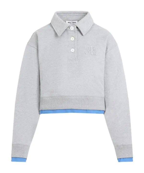 Miu Miu Cotton Fleece And Poplin Sweatshirt - Grey