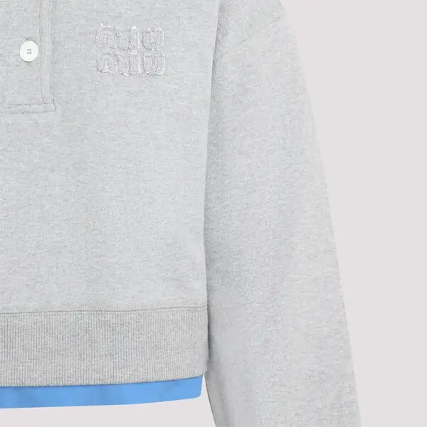 Miu Miu Cotton Fleece And Poplin Sweatshirt - Grey