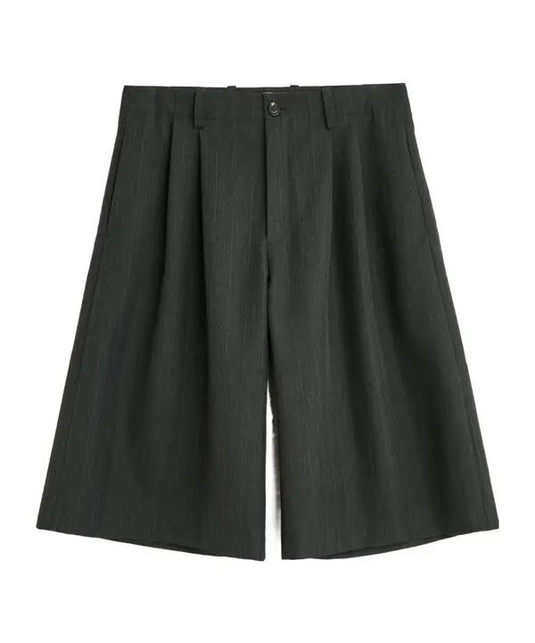 Our Legacy Split Pleated Pinstripe Capri Shorts