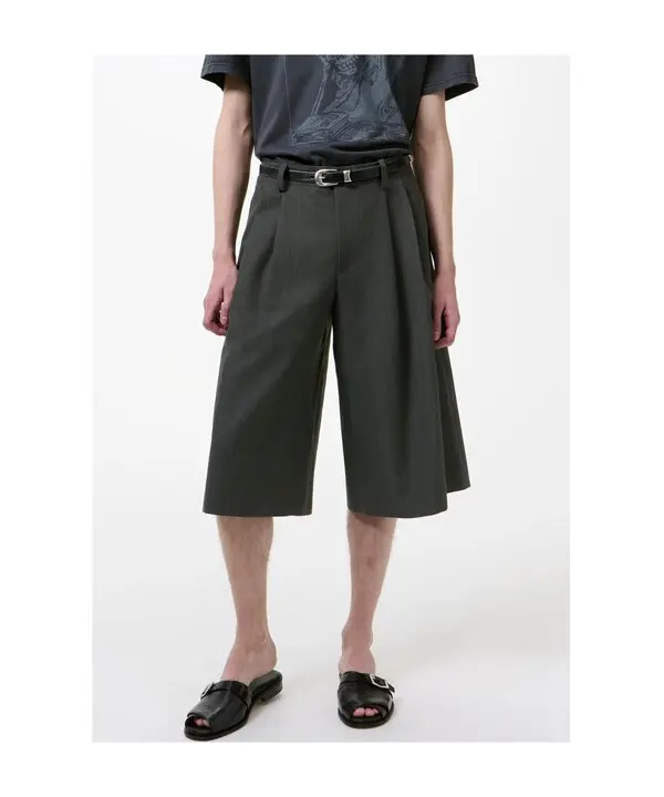 Our Legacy Split Pleated Pinstripe Capri Shorts