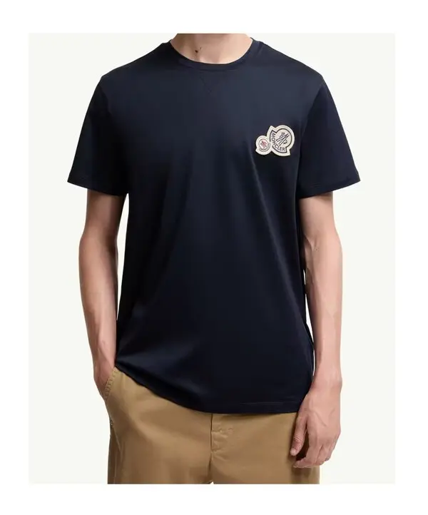 Moncler Logo Patch Crewneck T-shirt - Dark Blue