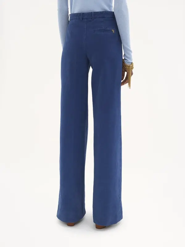 Chloé Flared Tailored Pants With Gold Hardware - Dark Blue