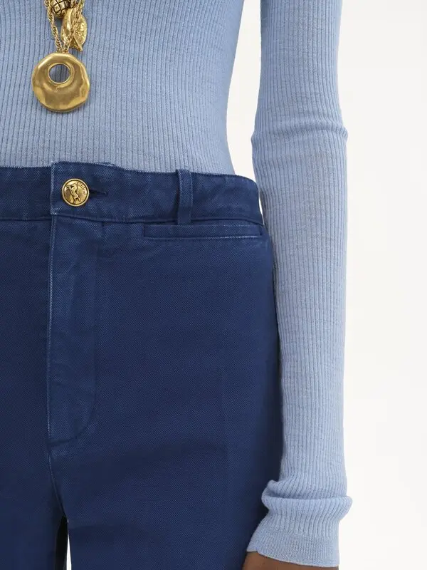 Chloé Flared Tailored Pants With Gold Hardware - Dark Blue
