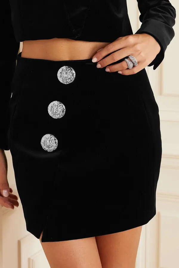 Balmain High-waisted Buttoned Mini Skirt