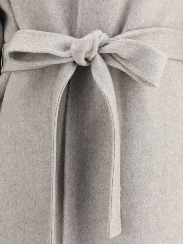 THE ROW Belted Waist Crewneck Coat - Grey