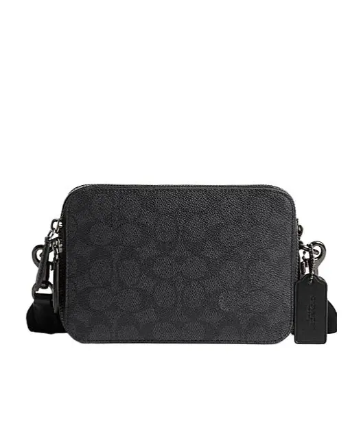COACH Zipped Leather Messenger Bag - Black