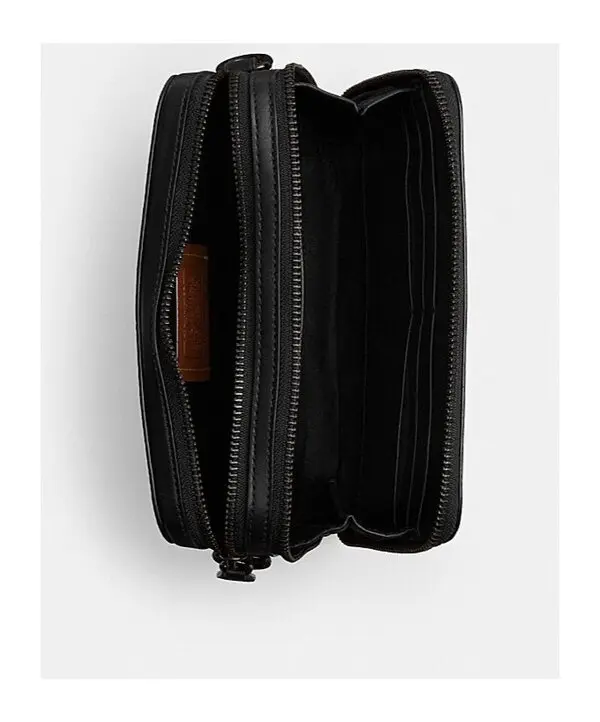 COACH Zipped Leather Messenger Bag - Black